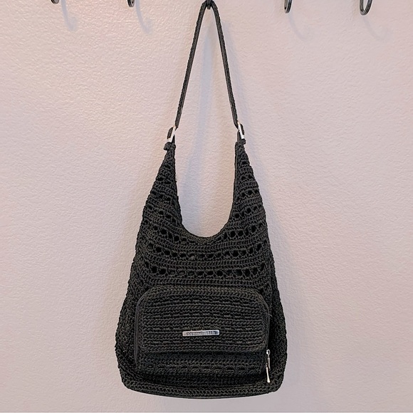 Studio 1010 | Bags | Vintage Y2k Black Crochet Macrame Hobo Shoulder ...